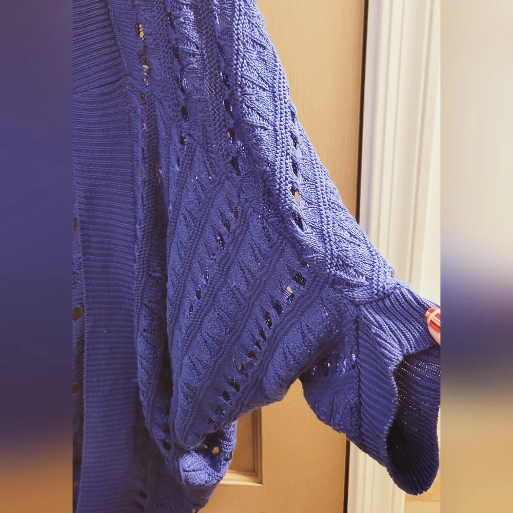 Ashley Stewart | Sweaters | Ashley Stewart 2224 Blue Open Knit Cardigan ...